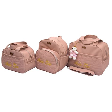 Kit Bolsa Maternidade Feminino 3 Peças PERSONALIZADO Luxo no Elo7