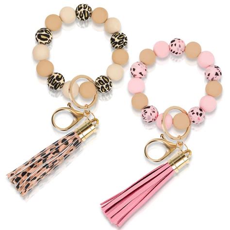 Qfungye Silicone Wristlet Keychains Key Ring Bracelets Wristlet