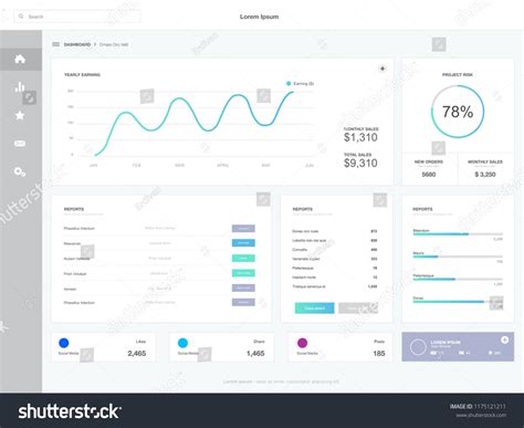 Dashboard User Admin Panel Template Vector Stock Vector Royalty Free Shutterstock