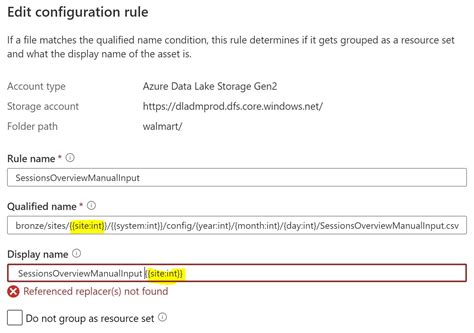 Azure Purview Pattern Rules Display Name Cannot Use Static Replacers