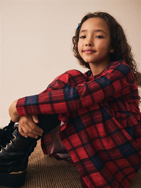 Buy Rednavy Check Long Sleeve Jersey Dress 3 16yrs From Next Macau