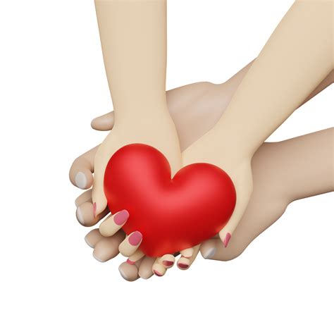 dibujos animados de manos de mujer y hombre con corazón rojo aislado amor por la salud o