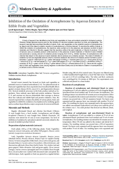 Pdf Inhibition Of The Oxidation Of Acetophenone By Aqueous Extracts
