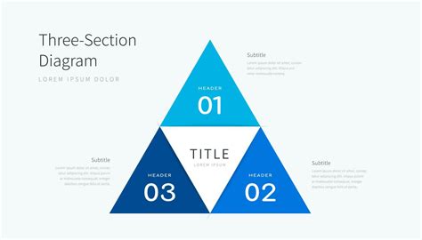 Three Section Diagram Infographics Elements Blue Triangle Design Template With Three Options