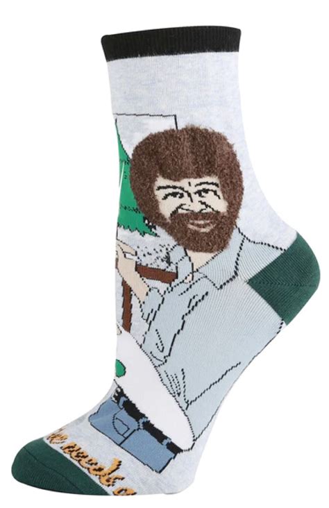 Bob Ross Ladies ‘hug A Tree Socks Oooh Yeah Brand Label Is Seeded