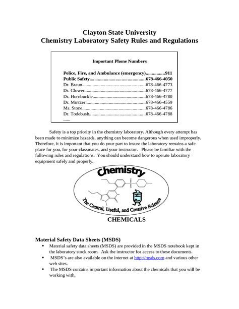 Chemistry Laboratory Safety Rules And Regulations At Clayton State