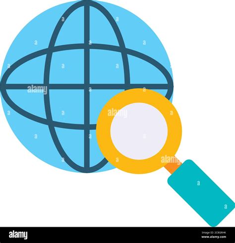 Global Sphere With Magnifying Glass Icon Over White Background Flat Style Vector Illustration