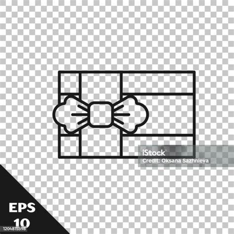 검은 선 투명 한 배경에 격리 된 선물 상자 아이콘입니다 벡터 일러스트레이션 기념일에 대한 스톡 벡터 아트 및 기타 이미지