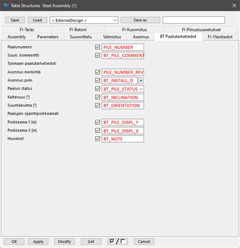 Finnish Environment User Defined Attributes Tekla User Assistance