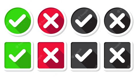 Premium Vector Checkmark Green Tick And Red Cross Of Approved And Reject Circle Symbols Yes