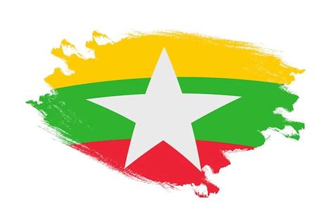 Premium Photo Abstract Stroke Brush Textured National Flag Of Myanmar