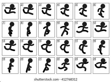 Stickman Run Cycle Animation Sequence Stock Vector Royalty Free