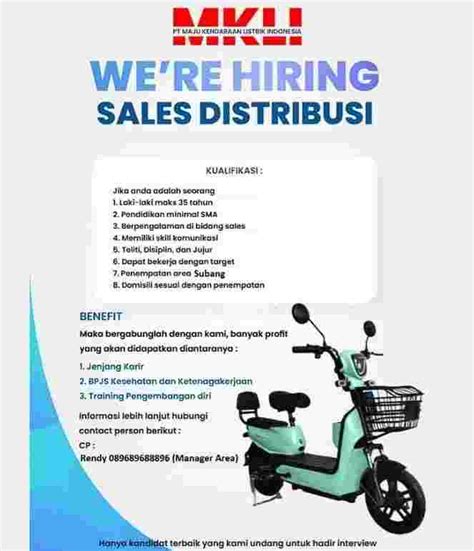 Lowongan Kerja PT Maju Kendaraan Listrik Indonesia Januari LOKER SUBANG ID