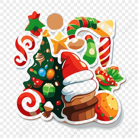 만화 크리스마스 스티커 세트 클립 아트 벡터상표 Png 일러스트 무료 다운로드 Lovepik