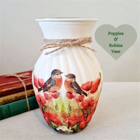 Robin Poppy Glass Vase Poppies Robins Home Decor T When Robins Are