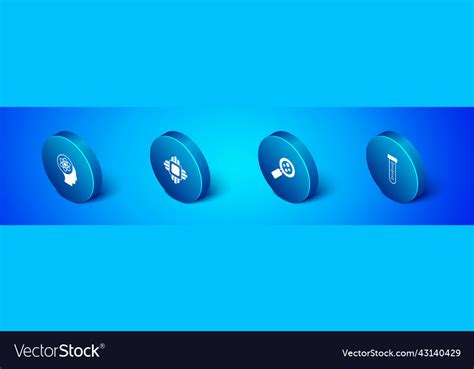Set Isometric Atom Microorganisms Under Magnifier Vector Image
