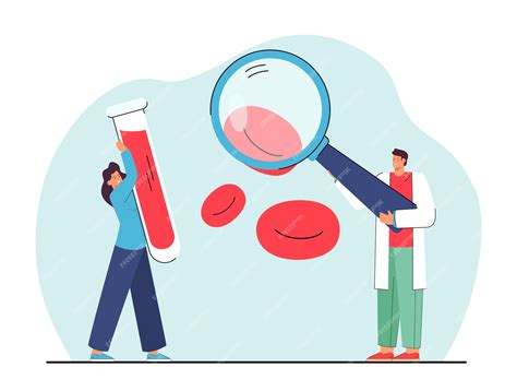 Investigación De Glóbulos Rojos Por Pequeños Médicos Hombre Que