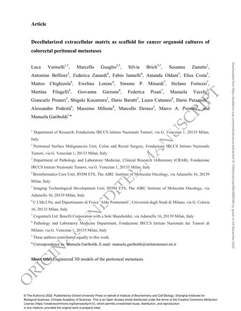 Pdf Decellularized Extracellular Matrix As Scaffold For Cancer