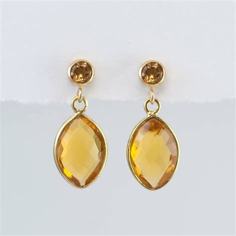 Citrine Earrings November Birthstone Earrings Gold Earrings Small