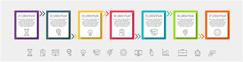 벡터 인포그래픽 사각형은 7단계입니다 사각형 템플릿은 다이어그램 비즈니스 웹 배너 순서도 정보 그래프 타임 라인 콘텐츠 수준 차트 프로세스 다이어그램에 사용할 수 있습니다