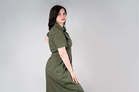 Premium Photo Plus Size Model In Casual Clothes Fat Woman On Gray