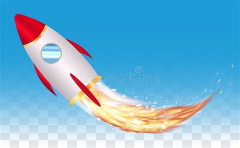 Space Toy Rocket Vector With Real Rocket Fire Stock Vector