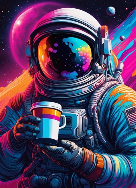 Astronaut Drinking Coffee In Openspace Cafeteria Ai Generated Artwork Nightcafe Creator