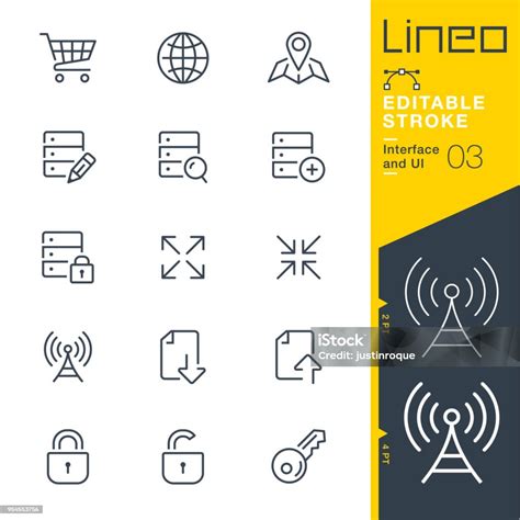 Lineo 편집 가능한 뇌졸중인터페이스와 Ui 라인 아이콘 아이콘에 대한 스톡 벡터 아트 및 기타 이미지 아이콘 열쇠