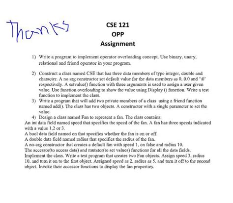 Solved Thanks Cse 121 Opp Assignment 1 Write A Program To