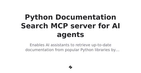Python Documentation Search Mcp Server For Ai Agents