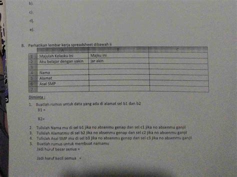 B Perhatikan Lembar Kerja Spreadsheet StudyX