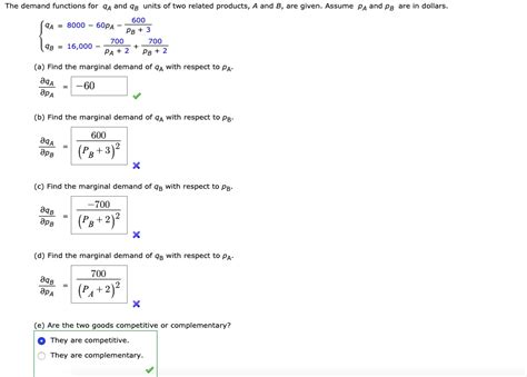 Solved The Demand Functions For Ga And Qb Units Of Two Related