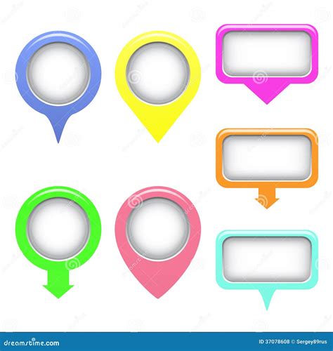 Map Set Of Pointers Stock Vector Illustration Of Badge 37078608
