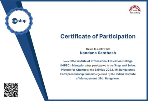 Nandana Santhosh On Linkedin Participation Iim Snapandsolve Eximius23