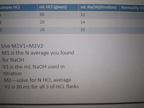 Solved How Do You Find The Normality Of HCL N Of NaOH Is Chegg Com