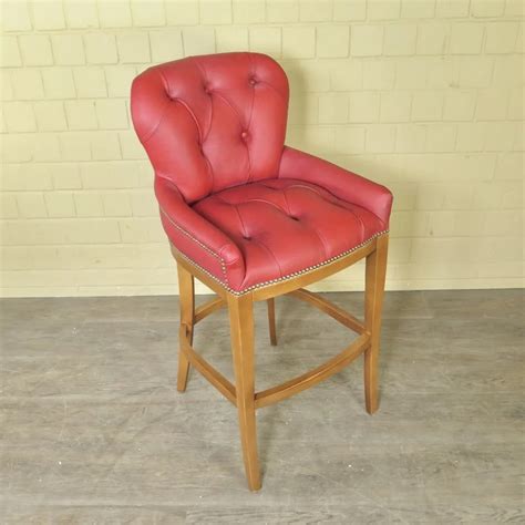 Chesterfield Bar Stool Leather Red Nostalgiepalast Nordhorn