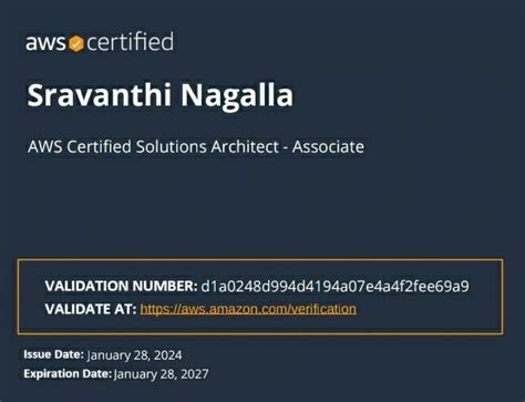 Sravanthi Nagalla On Linkedin Aws Solutionarchitect Certification