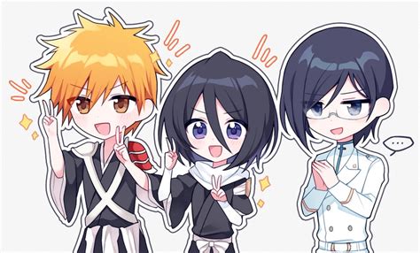 Kuchiki Rukia Kurosaki Ichigo And Ishida Uryuu Bleach And 1 More