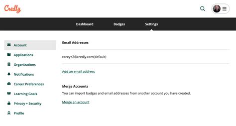 Credly Settings Account Credly Inc