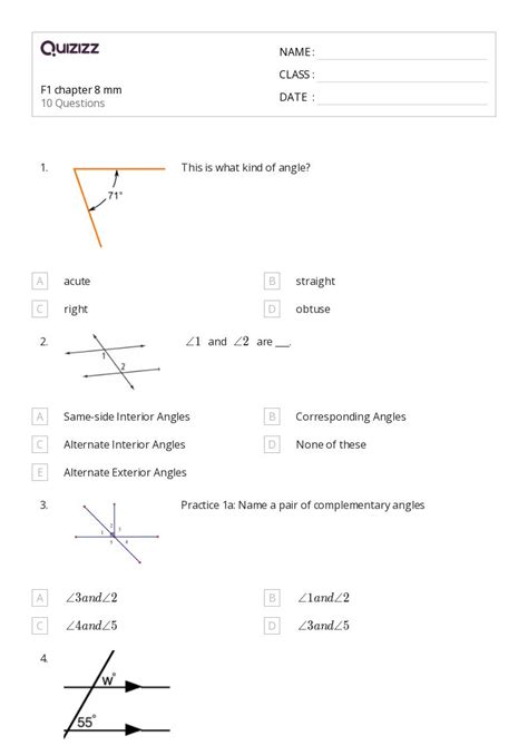50 Classifying Angles Worksheets For 1st Year On Quizizz Free