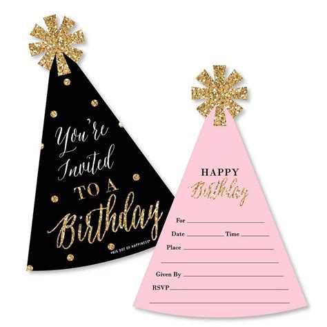 Big Dot Of Happiness Chic Happy Birthday Pink And Gold Shaped Fill In