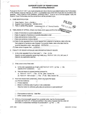 Pa Superior Court Docketing Statement Form Appeal From Sentencing CourtForm Net