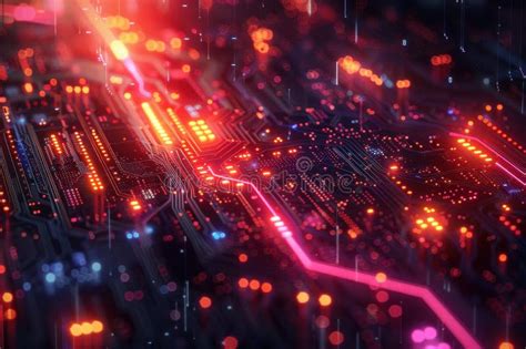 Vibrant Abstract Technology Background With Glowing Circuitry And