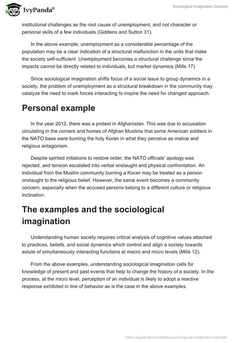 Sociological Imagination Concept 568 Words Essay Example