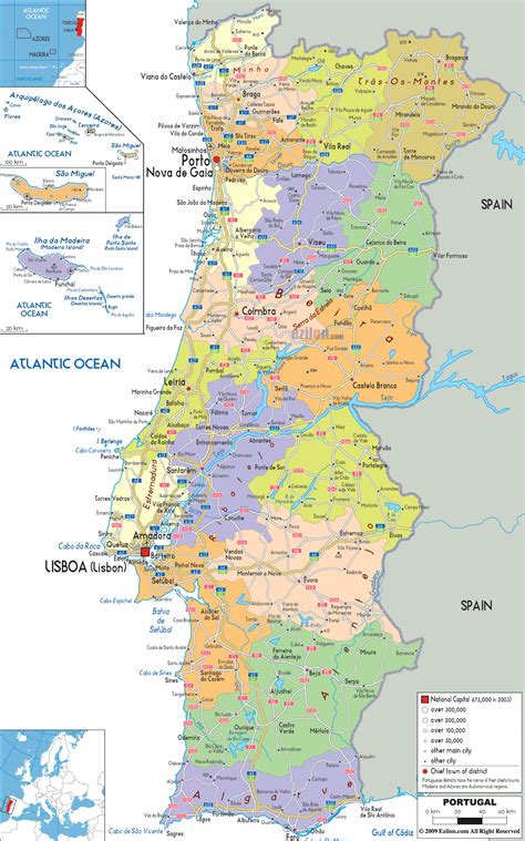 Political Map Of Portugal Ezilon Maps