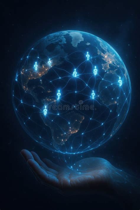 A Digital Earth Floats Above A Hand Connected By Glowing Nodes Symbolizing Global Connectivity