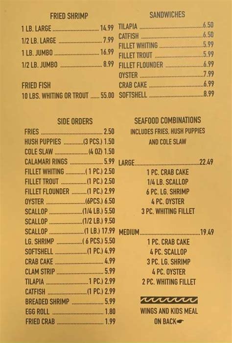 Newport Seafood Menu In Newport News Virginia Usa