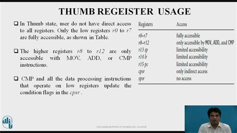 Thumb Instruction Set In Arm 7 Embedded System Youtube