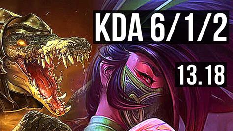 Renekton Vs Akali Top 612 300 Games Kr Grandmaster 1318