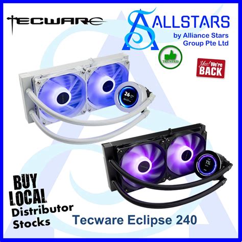 Tecware Eclipse 240 240mm Argb Lcd Liquid Cpu Cooler Twco Ec240 Lcwh Warranty 3years With